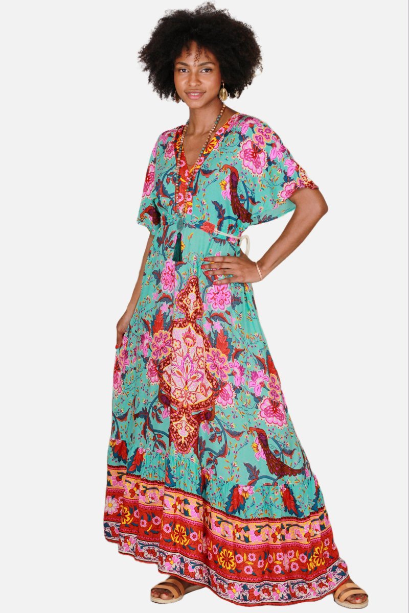 Maxivestido ÁMBAR turquesa - Amanda Moda